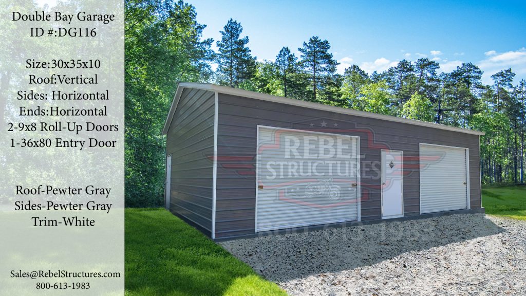 30x35x10 Double Bay Garage - Rebel Structures